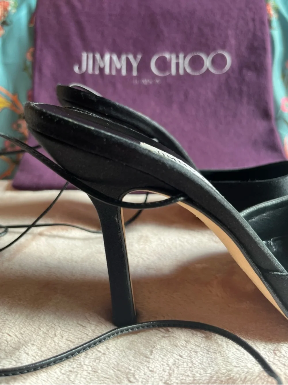 Jimmy Choo | Shoes | Jimmy Choo Black Laceup Pointed Mules With Pompom ...
